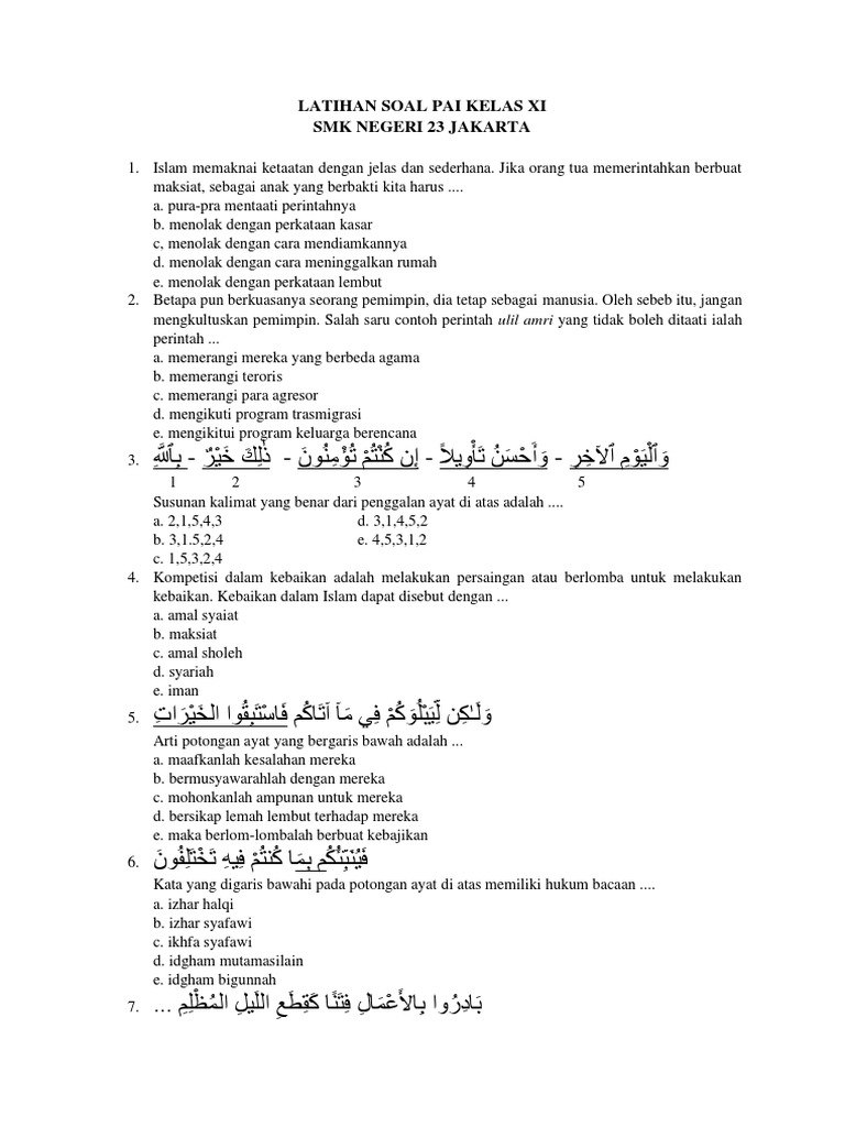 Latihan Soal Xi | PDF