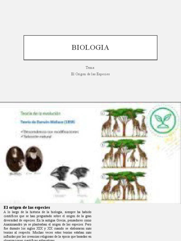 Biologia: Tema: El Origen de Las Especies | PDF | Evolución | Charles ...