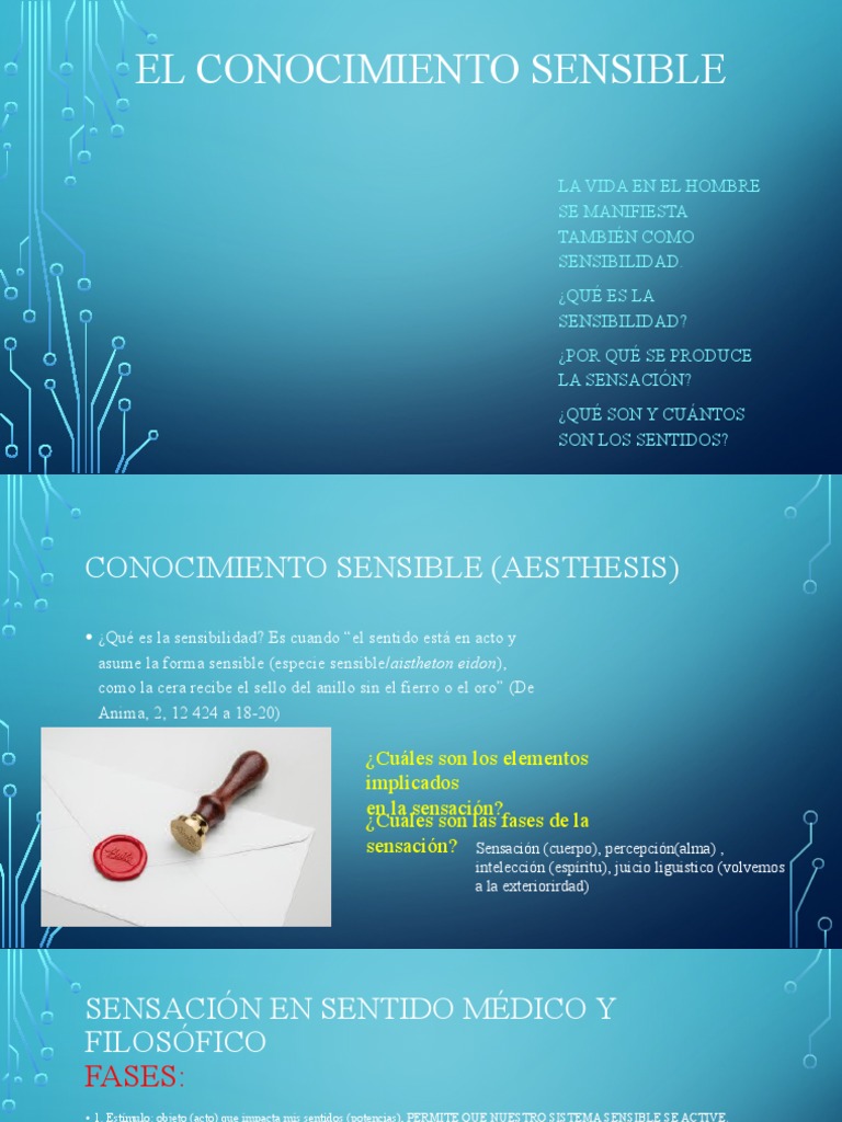 1 Fase. El Conocimiento Sensible | PDF | Sentidos | Gusto