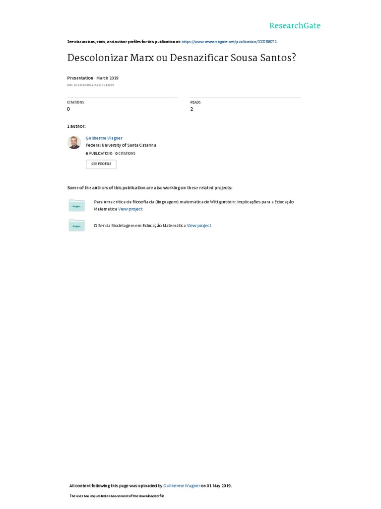 Descolonizar Marx Ou Desnazificar Sousa Santos | PDF | Karl Marx | Europa