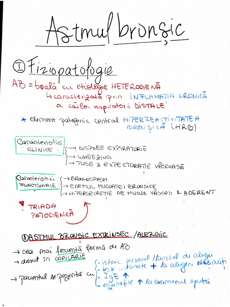 ASTMUL BRONSIC Fiziopatologie Tablou Clinic Si Tratament nhtx6m | PDF