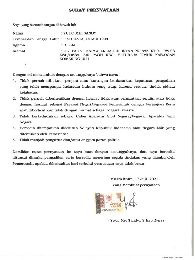 Surat Peryataan 3 | PDF