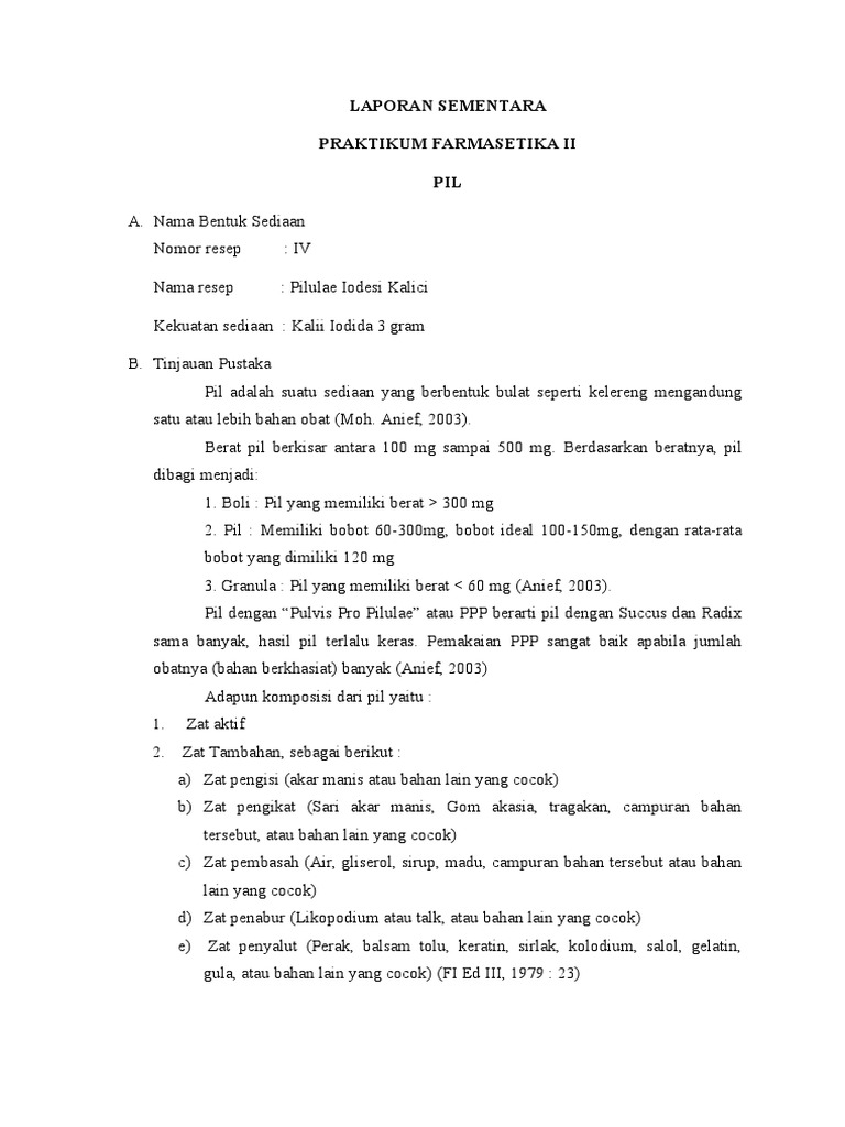 Laporan Sementara Praktikum Farmasetika Ii PIL | PDF | Kesehatan Holistik