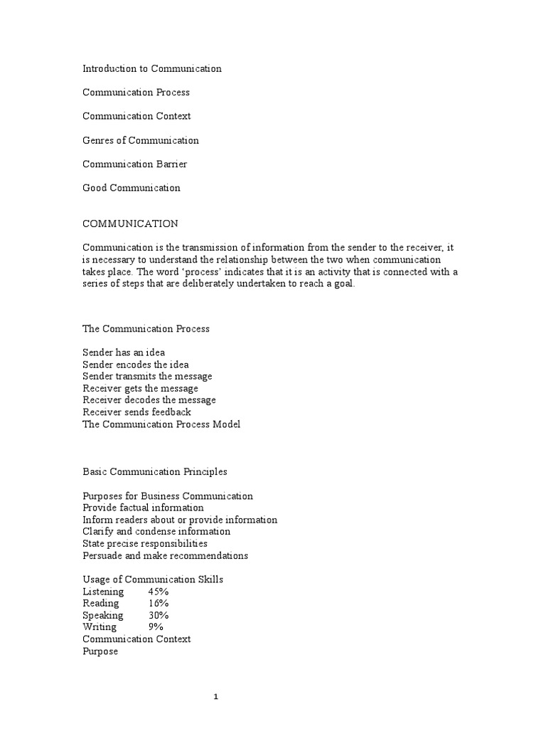 Communication Handout | PDF | Communication | Nonverbal Communication