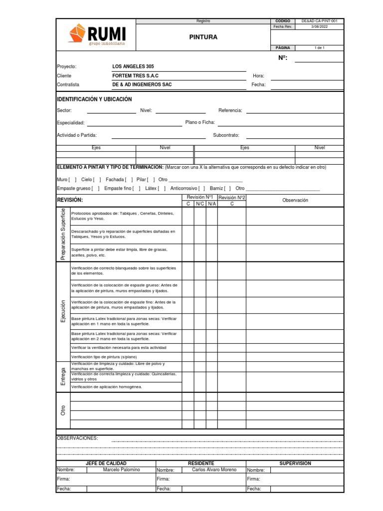 Protocolo de Calidad - Pintura | PDF | Pinturas