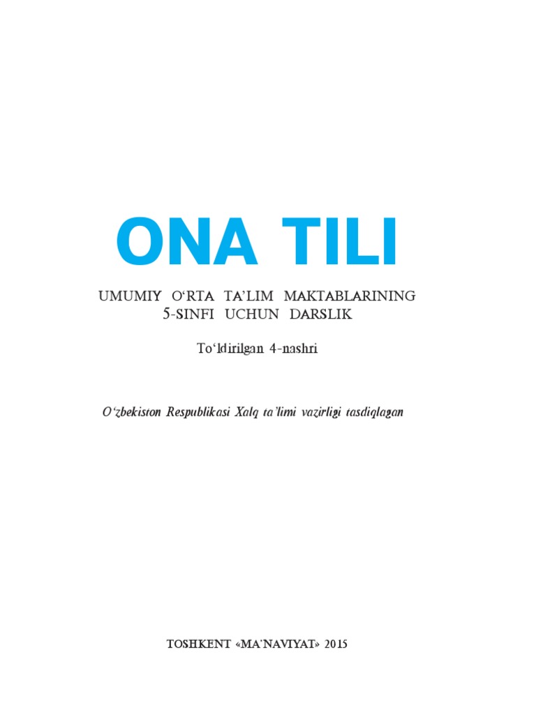 5-Sinf Ona Tili Darslik (Yangi) @bokxbot | PDF