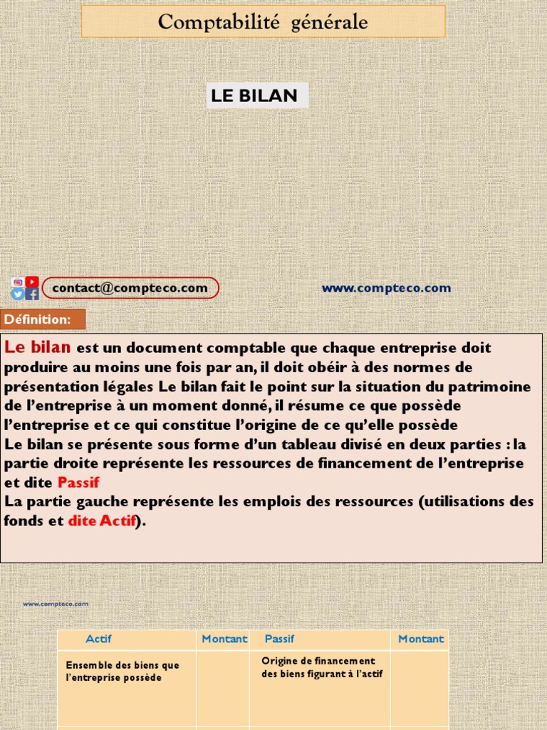 Bilan Comptable : Structure et Normes | PDF | Comptabilité | Bilan ...