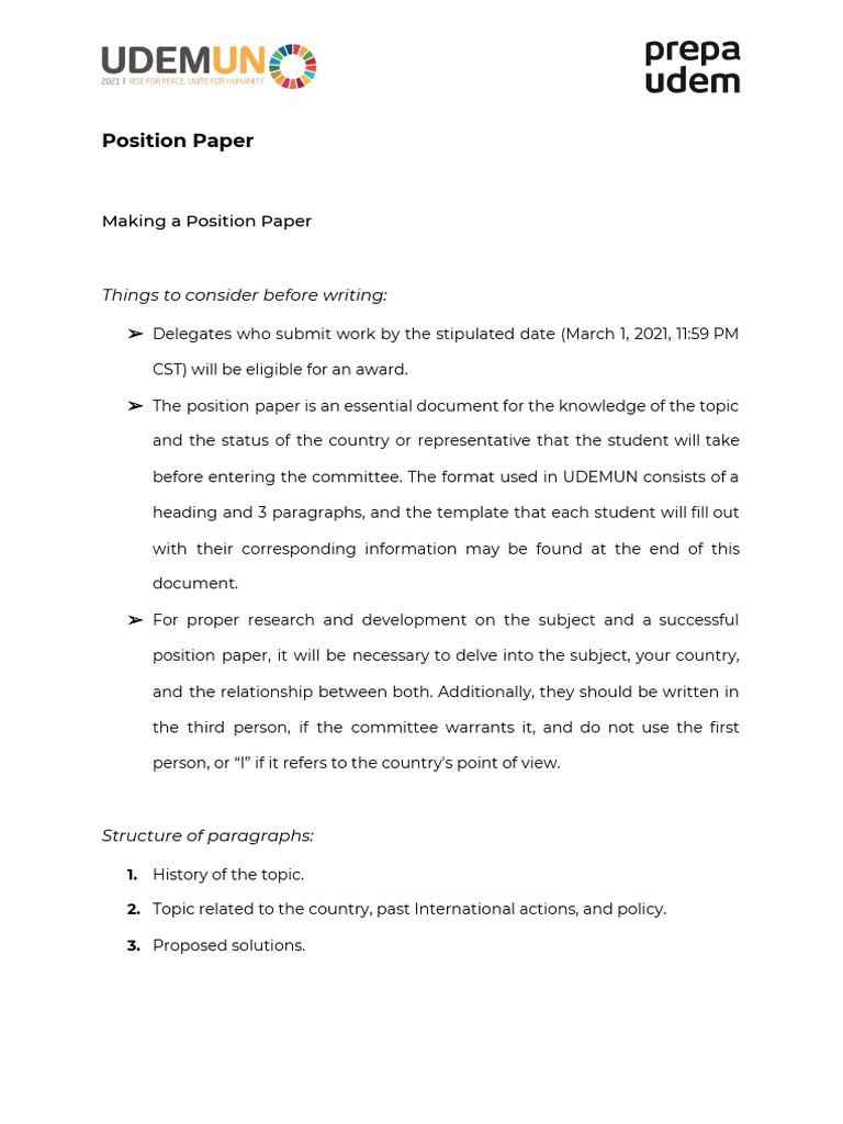 Providing Guidance on Creating Effective Position Papers for Various ...