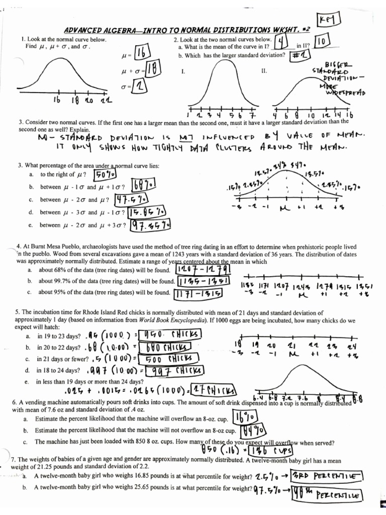 AA SPRING - HW 52 KEY Introduction To Normal Distributions and Z-Scores ...