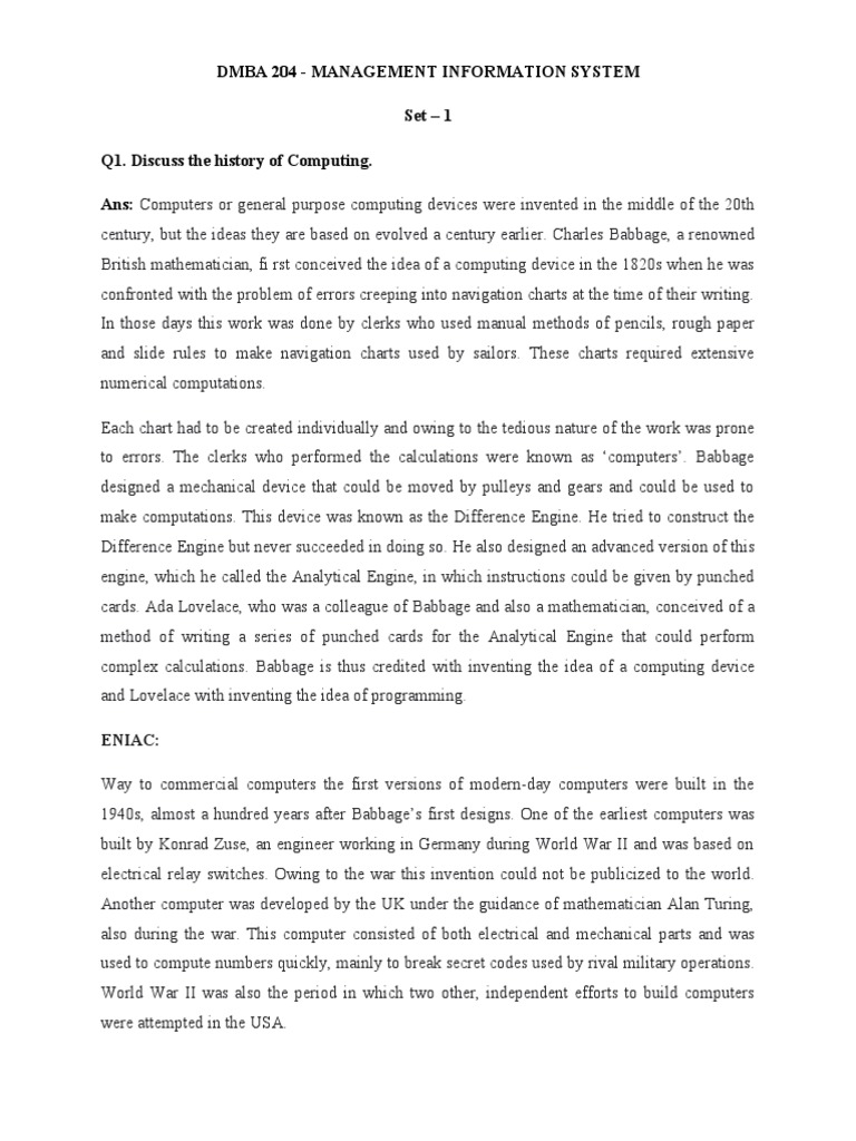 Dmba 204 - Management Information System | Download Free PDF | Customer ...