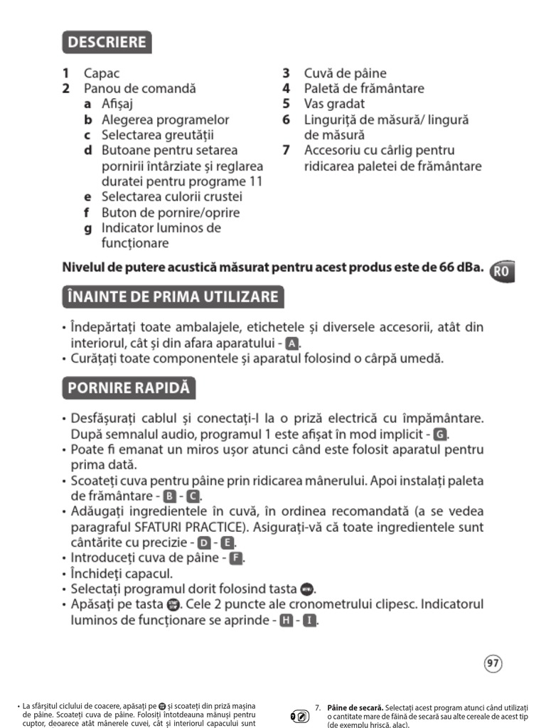 Instructiuni Masina de Facut Paine Tefal | PDF