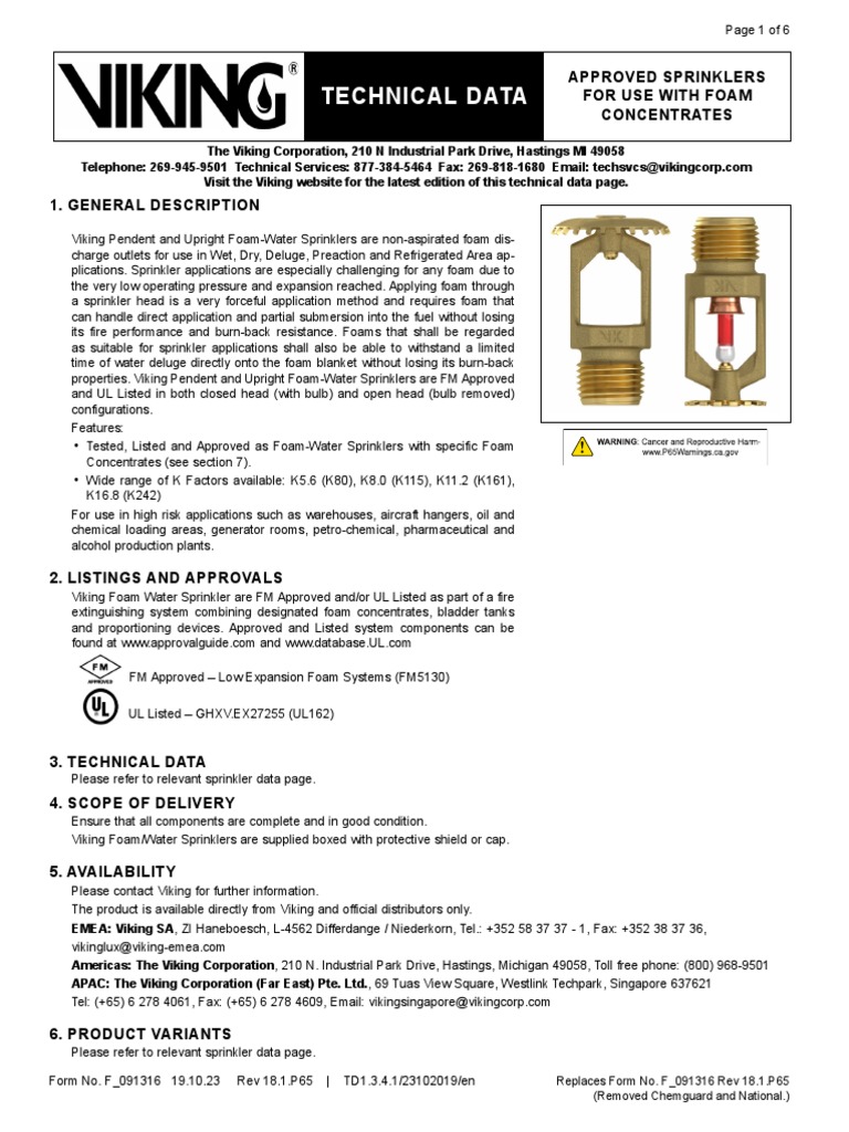 Viking Technical Data F - 091316 | PDF