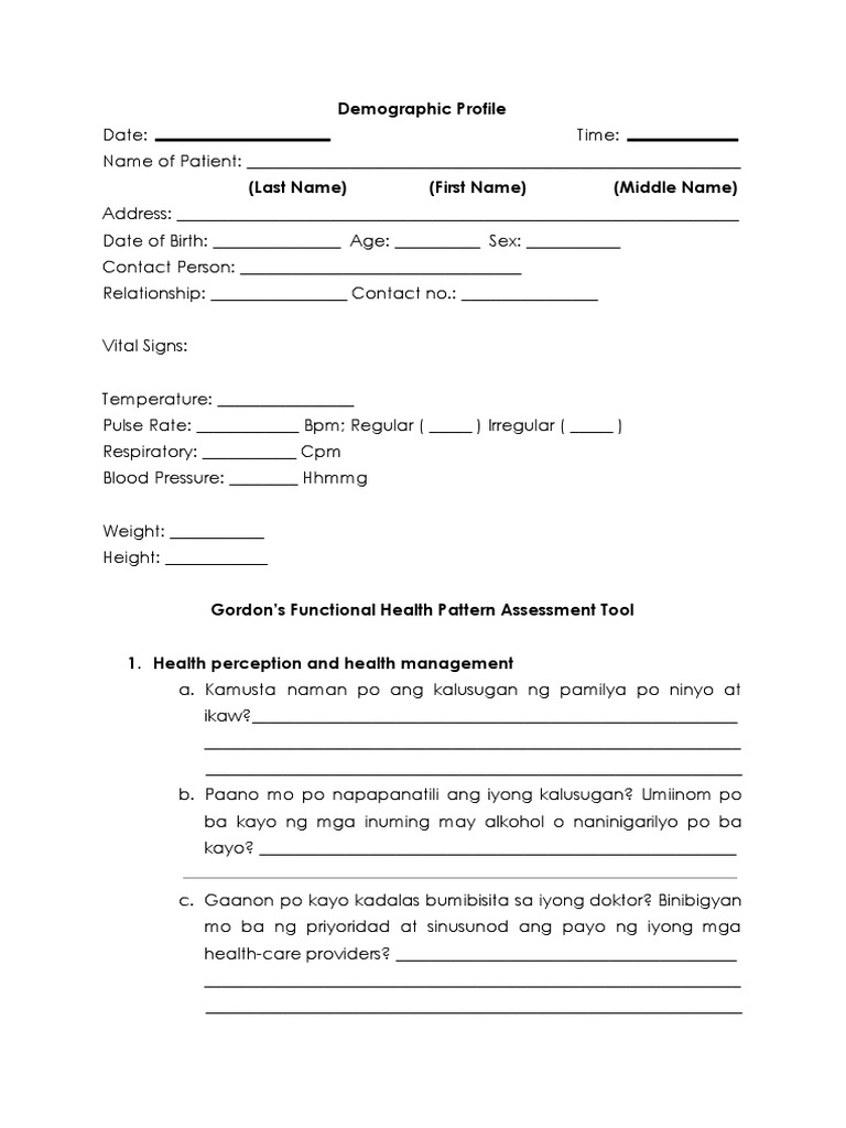 Comprehensive Nursing Health History Questionnaire | PDF