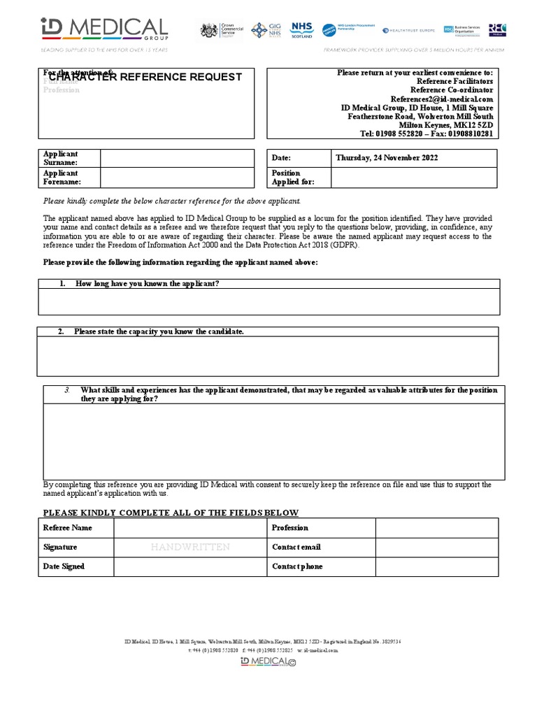 Character Reference Template | PDF | Computing | Information Technology