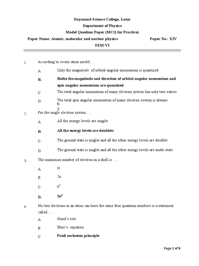 Model Question Paper - 2 (P-XIV) | PDF