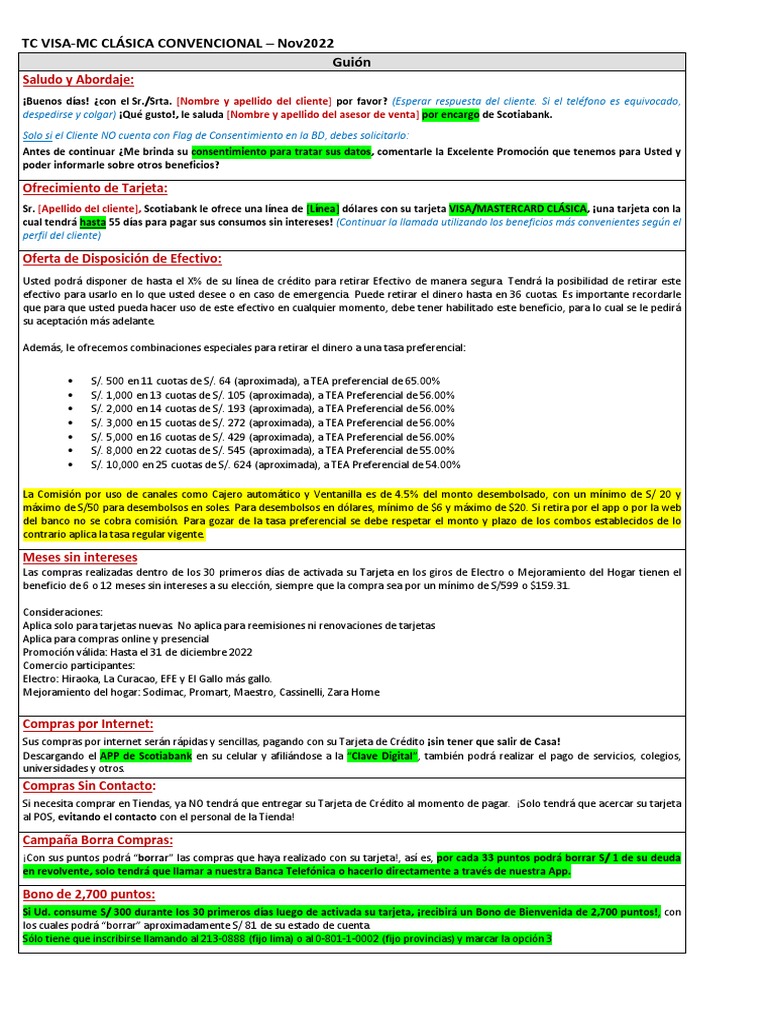 VISA-MC CLASICA CONVENCIONAL - Nov2022 | PDF | Tarjeta de crédito | Interés