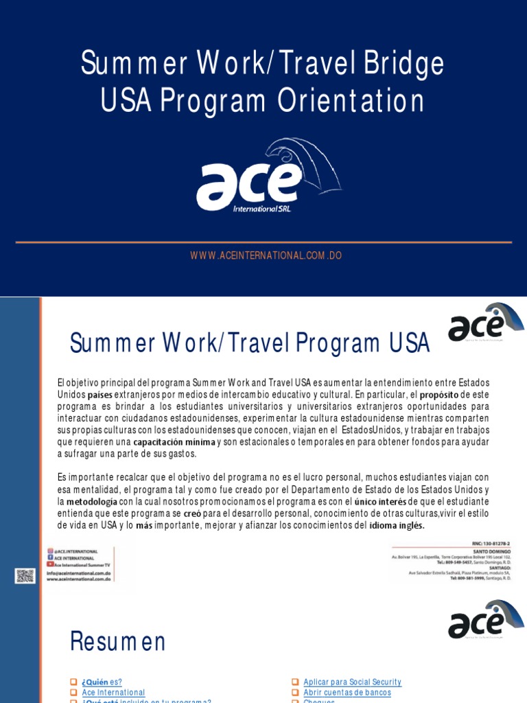 Summer Work/Travel Bridge USA Program Orientation | PDF