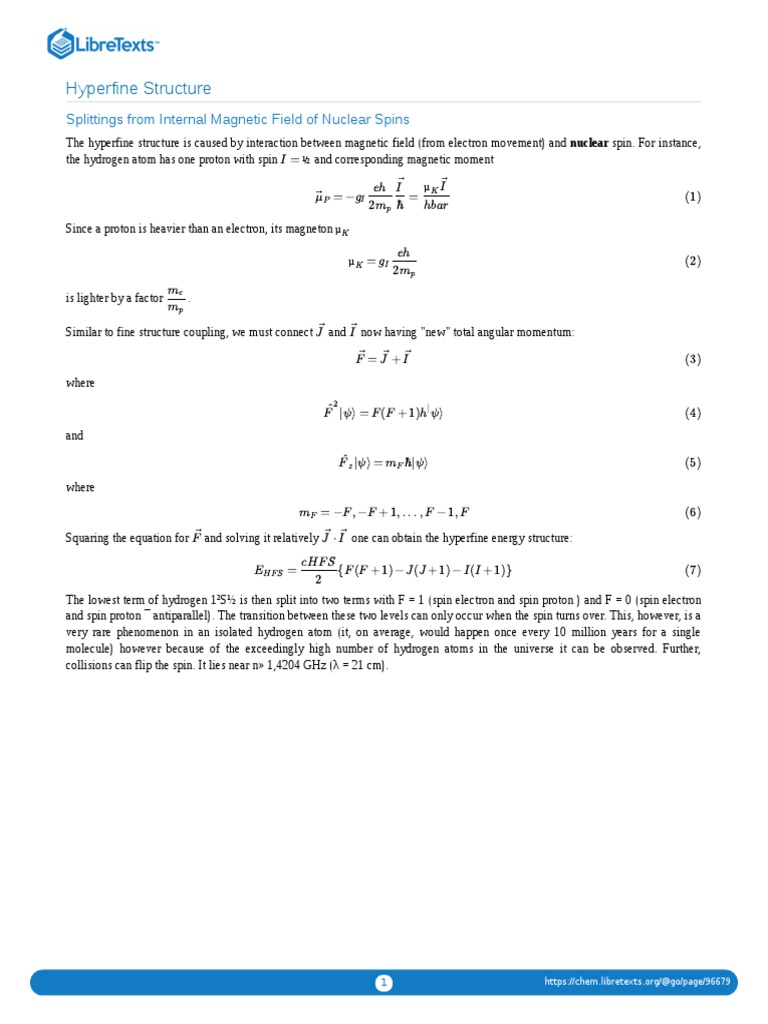 Hyperfine Structure | PDF
