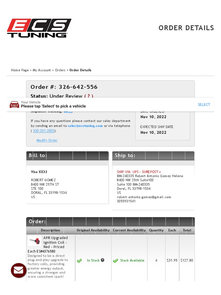 ECS Tuning - Order Receipt #326-642-556 | PDF | Government Finances | Taxes