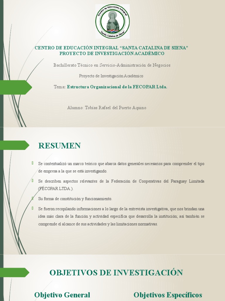 Presentación de Defensa de Proyecto 3er Curso | PDF | Cooperativa | Democracia