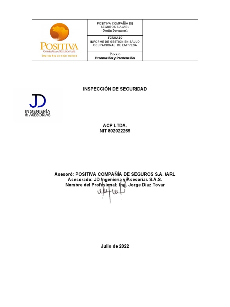 Informe Inspeccion de Seguridad | PDF