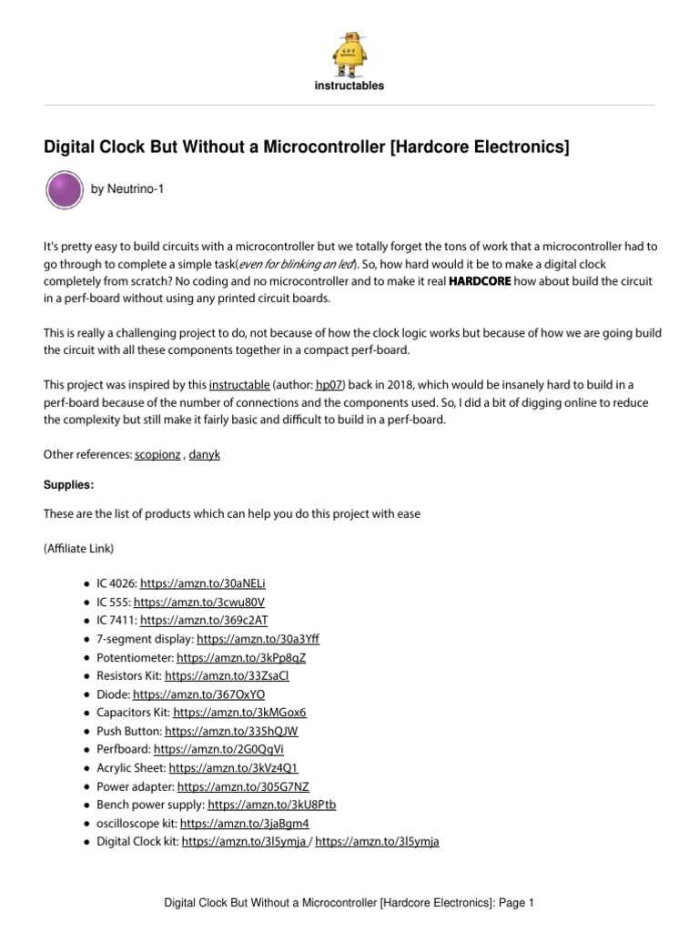 Digital Clock But Without A Microcontroller Hardco | PDF | Electronic ...