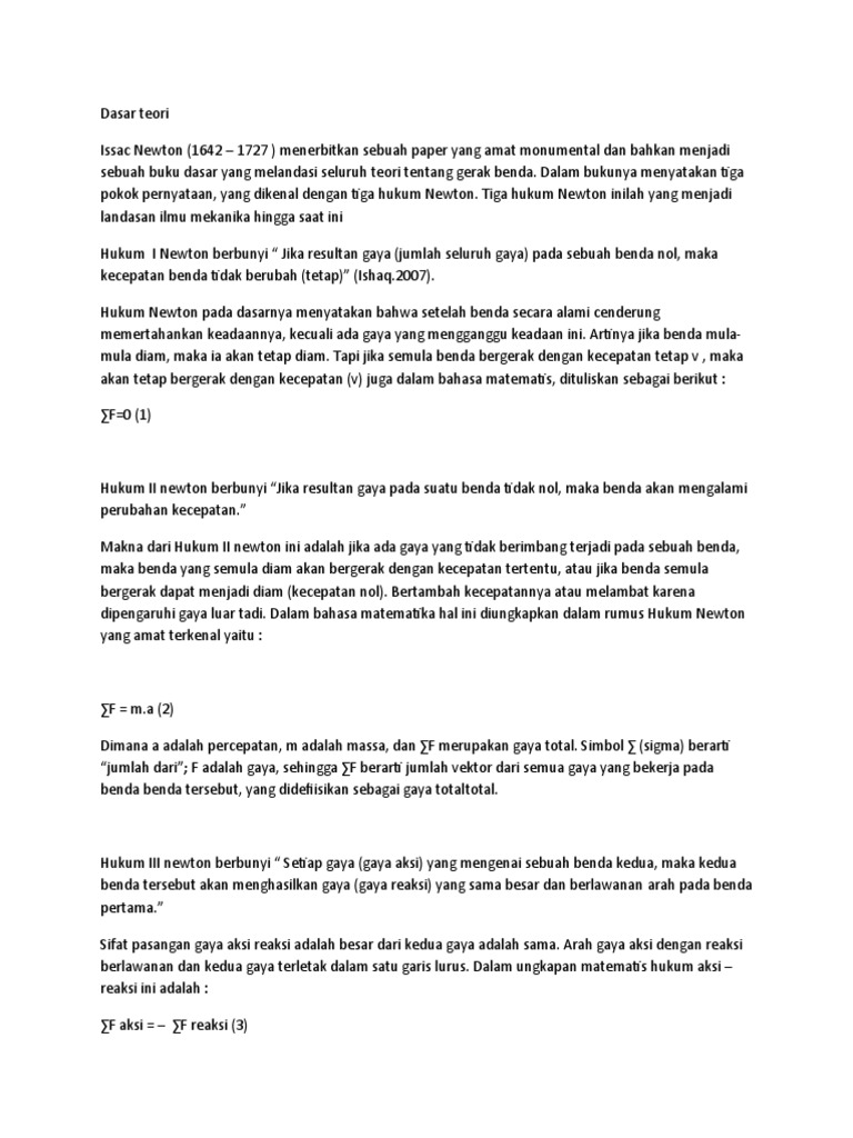 Dasar Teori Hukum Newton | PDF