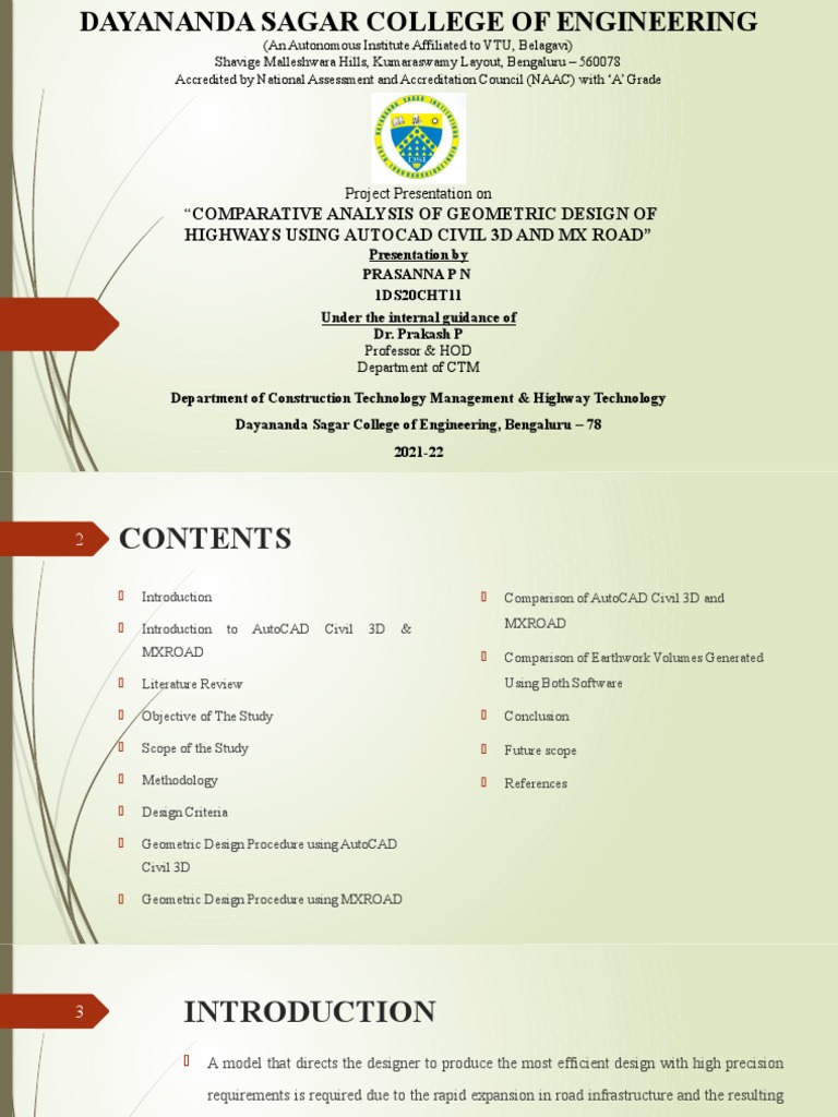 Comparative Analysis of Geometric Design of Highways Using AutoCAD Civil 3D and MX Road | PDF ...