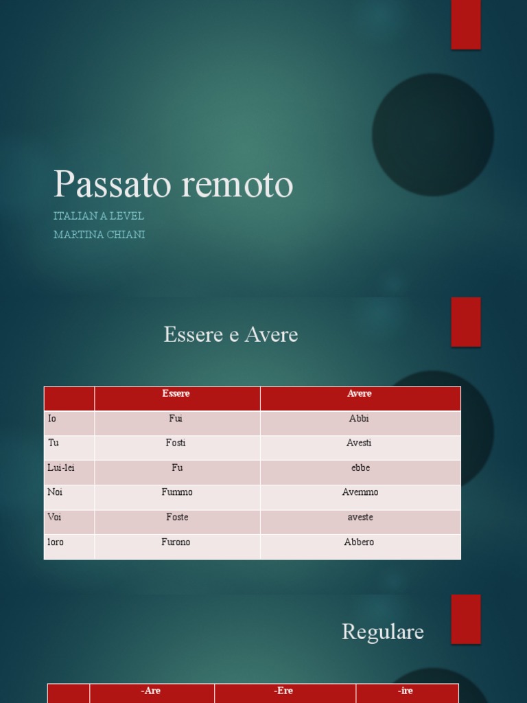 Passato Remoto | PDF