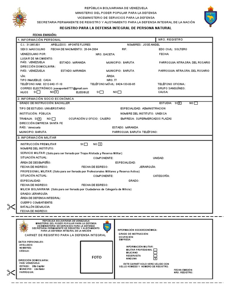 Libreta Militar | PDF | Venezuela | Militar