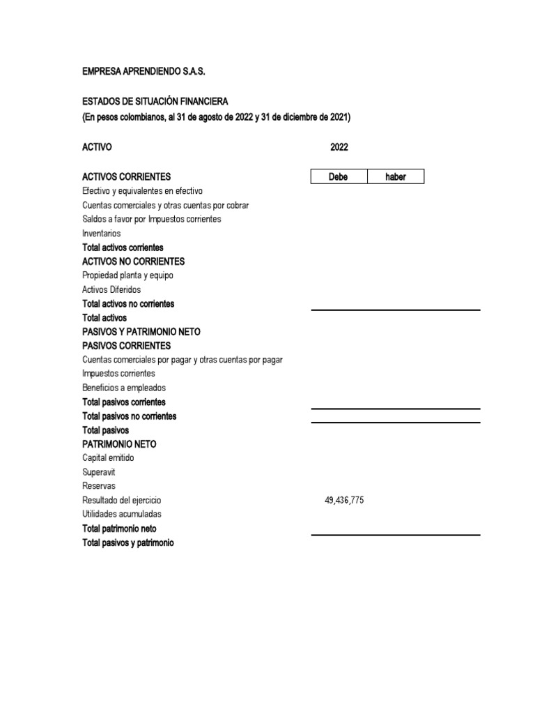 Plantilla ESF Ejercicios | PDF | Contabilidad | Pensión