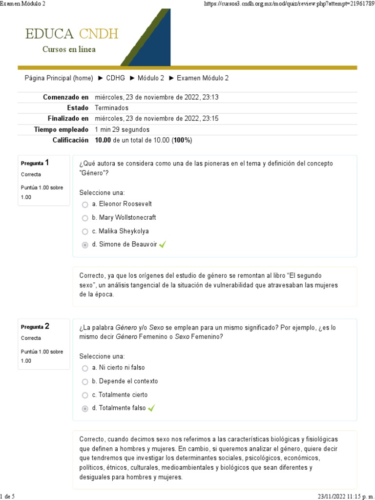 Examen Módulo 2 CDHG | PDF
