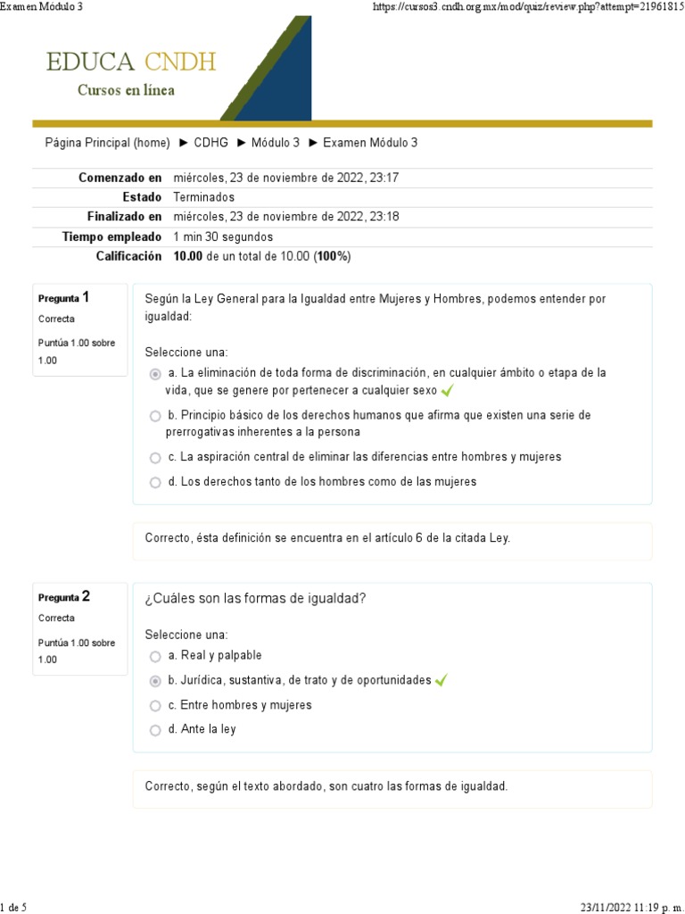 Examen Módulo 3 CDHG | PDF