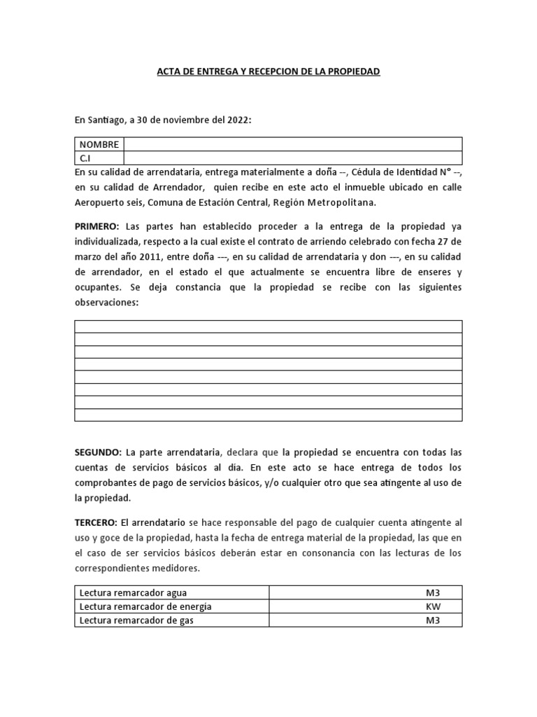 ACTA DE ENTREGA Y RECEPCION DE LA PROPIEDAD M | PDF | Propiedad | Justicia