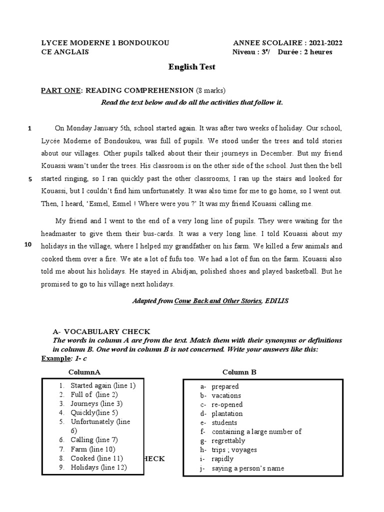Devoir 1 3è 2021 Pdf
