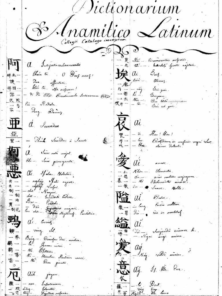 Dictionarium Anamitico-Latinum - 1772, P.J. Pigneaux | PDF