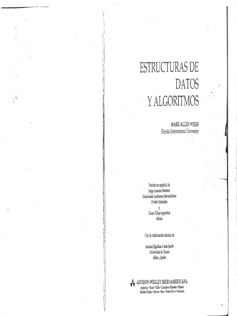 Mark Allen Weiss Estructura De Datos Y Algoritmos Pdf