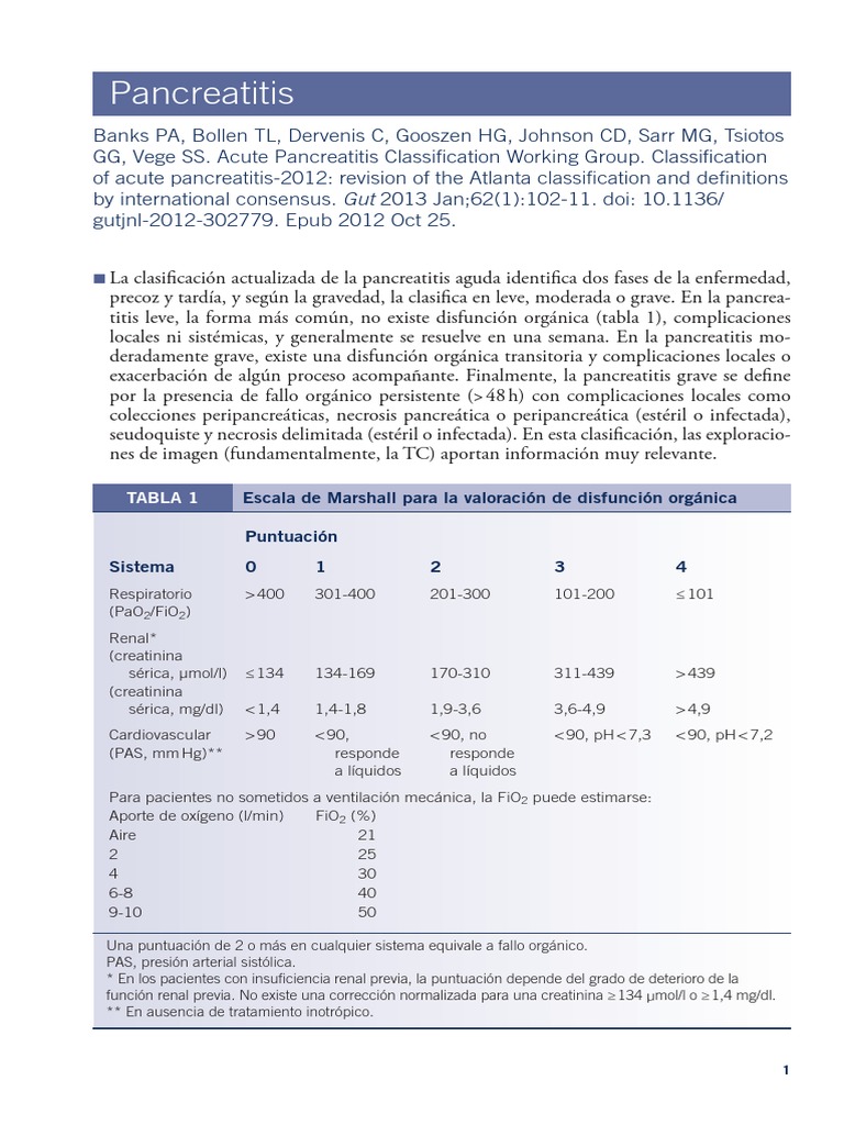 Pancreatitis - Clasificación Actualizada | PDF
