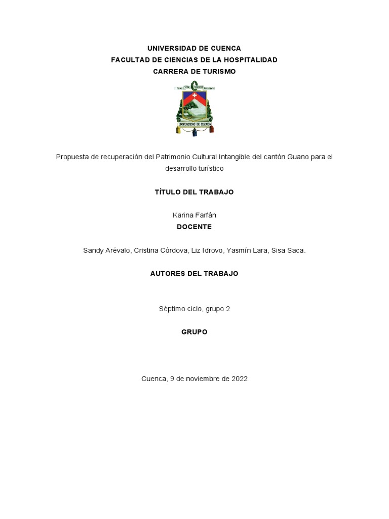 Grupo5 Canton Guano | PDF | Turismo | Patrimonio cultural