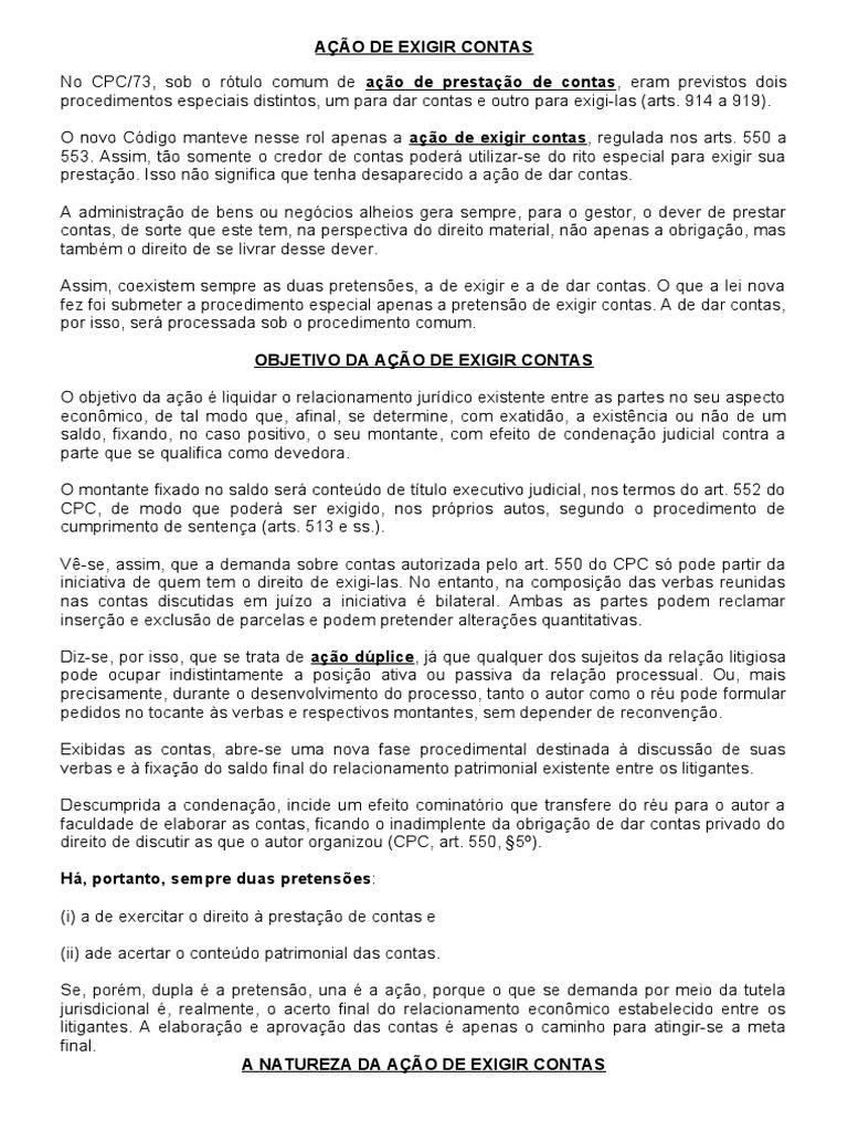 Aula 05 Ação de Exigir Contas | PDF | Sentença (jurídico) | Réu