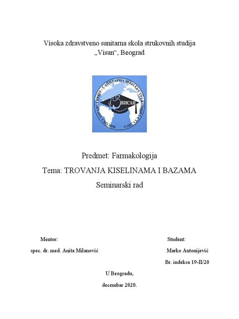Marko Antonijević - Trovanja Kiselinama I Bazama | PDF