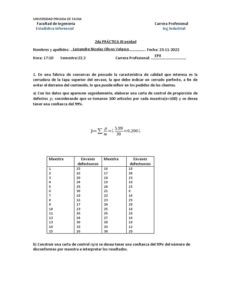 2da Pract Estad Inf Unidad III 22.2-Olivos - EPII | PDF