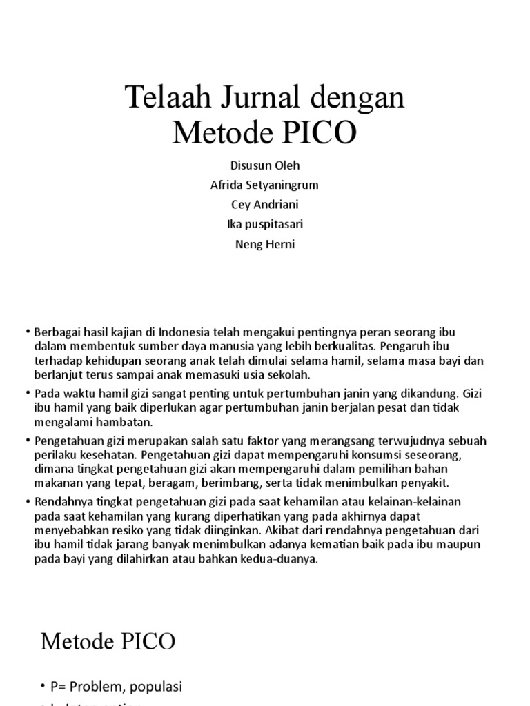 Telaah Jurnal Dengan Metode PICO Afrida | PDF