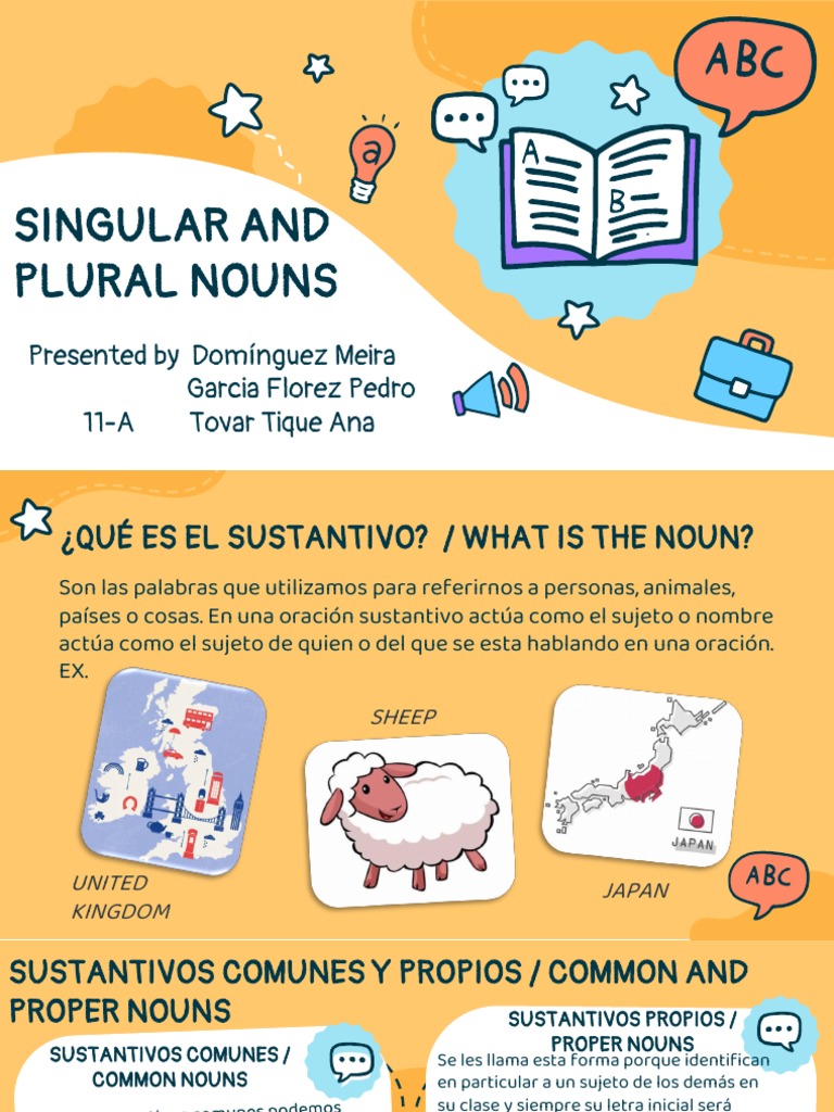 Singular and Plural Nouns Diapositivas PDF | PDF | Sustantivo ...