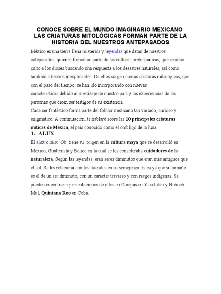 Aluxes, Nahuales y Otros | PDF