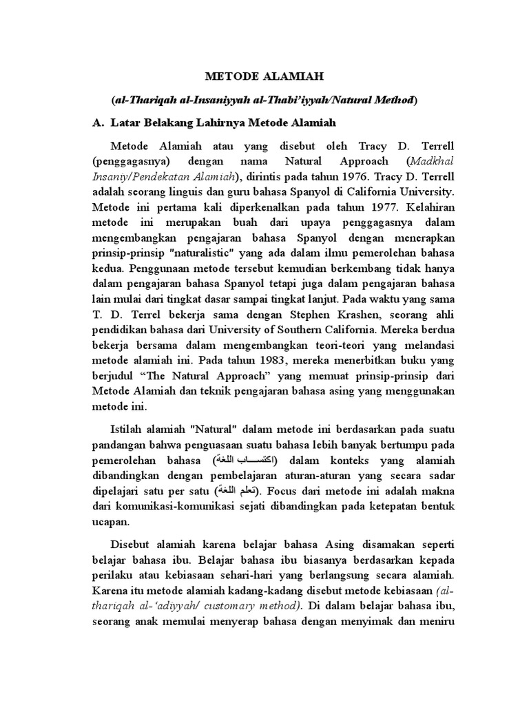 METODE ALAMIAH Al Thariqah Al Insaniyyah | PDF