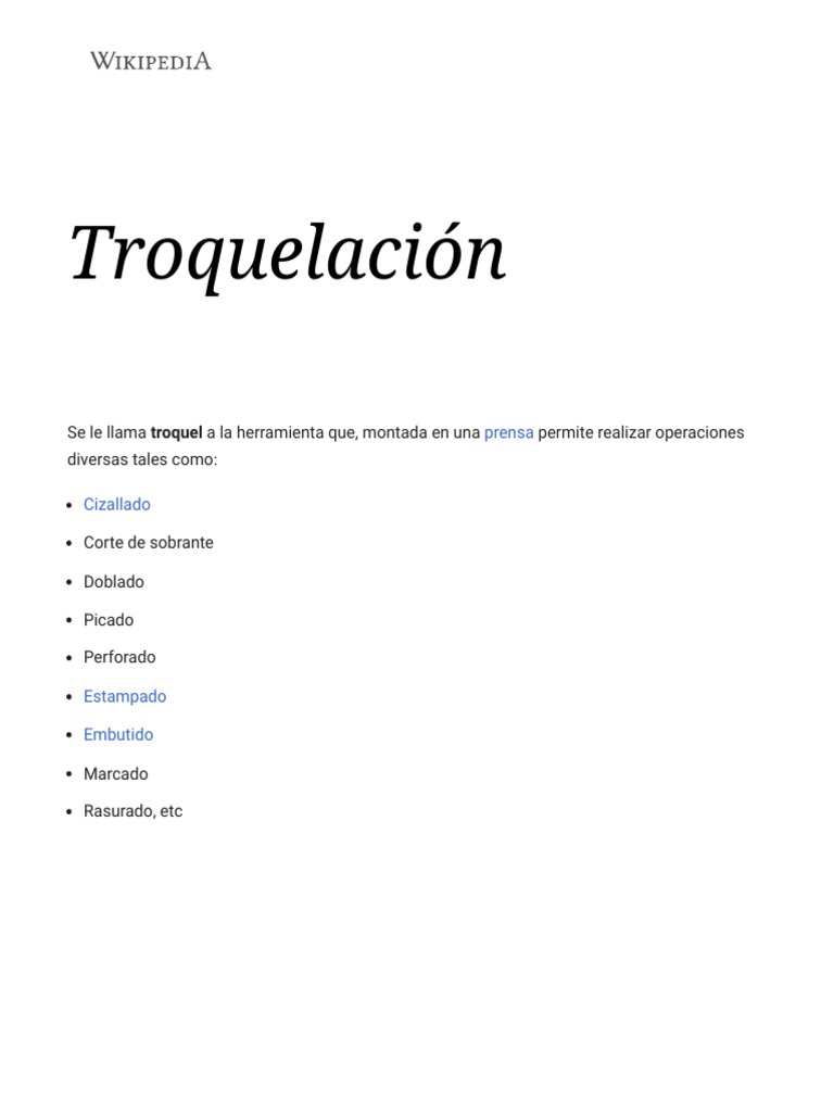 Troquelación - Wikipedia, La Enciclopedia Libre | PDF | Informática
