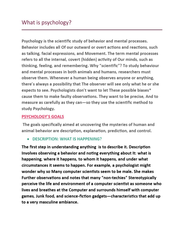 What is psychology? The scientific study of behavior and mental ...