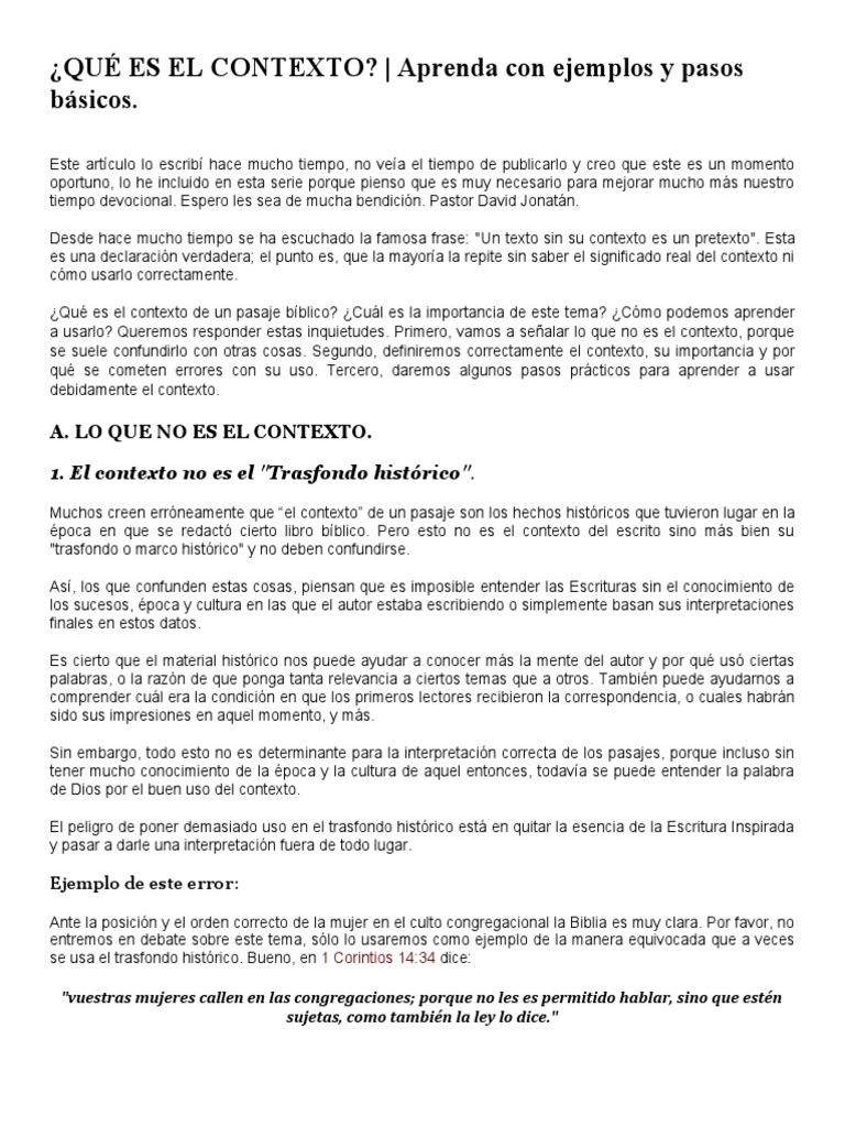 Entendiendo el Contexto Bíblico | PDF | Filosofía | Estudios de idiomas ...