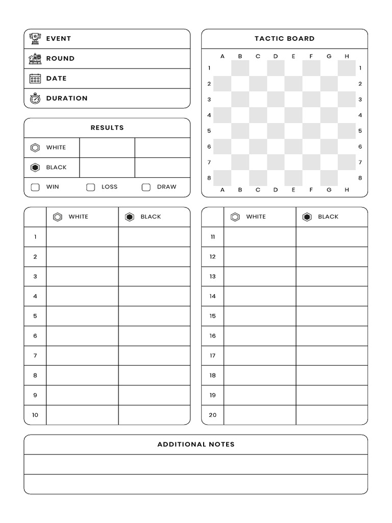 150 Pages - Chess Tactic Journal - Interior 6x9 | PDF